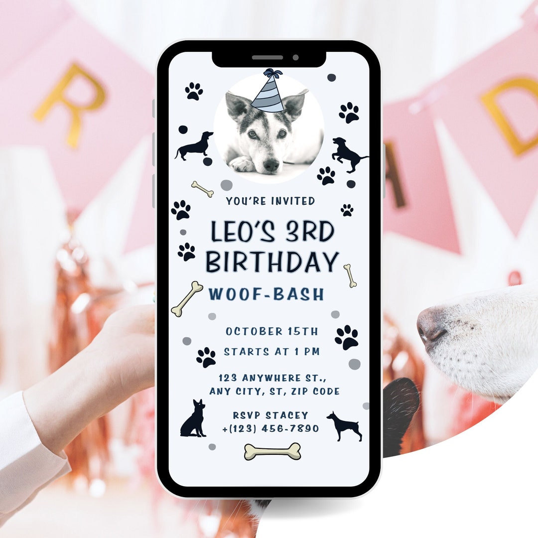 Pawty Time Bundle Dog Birthday Birthday Text Invite Print - Etsy
