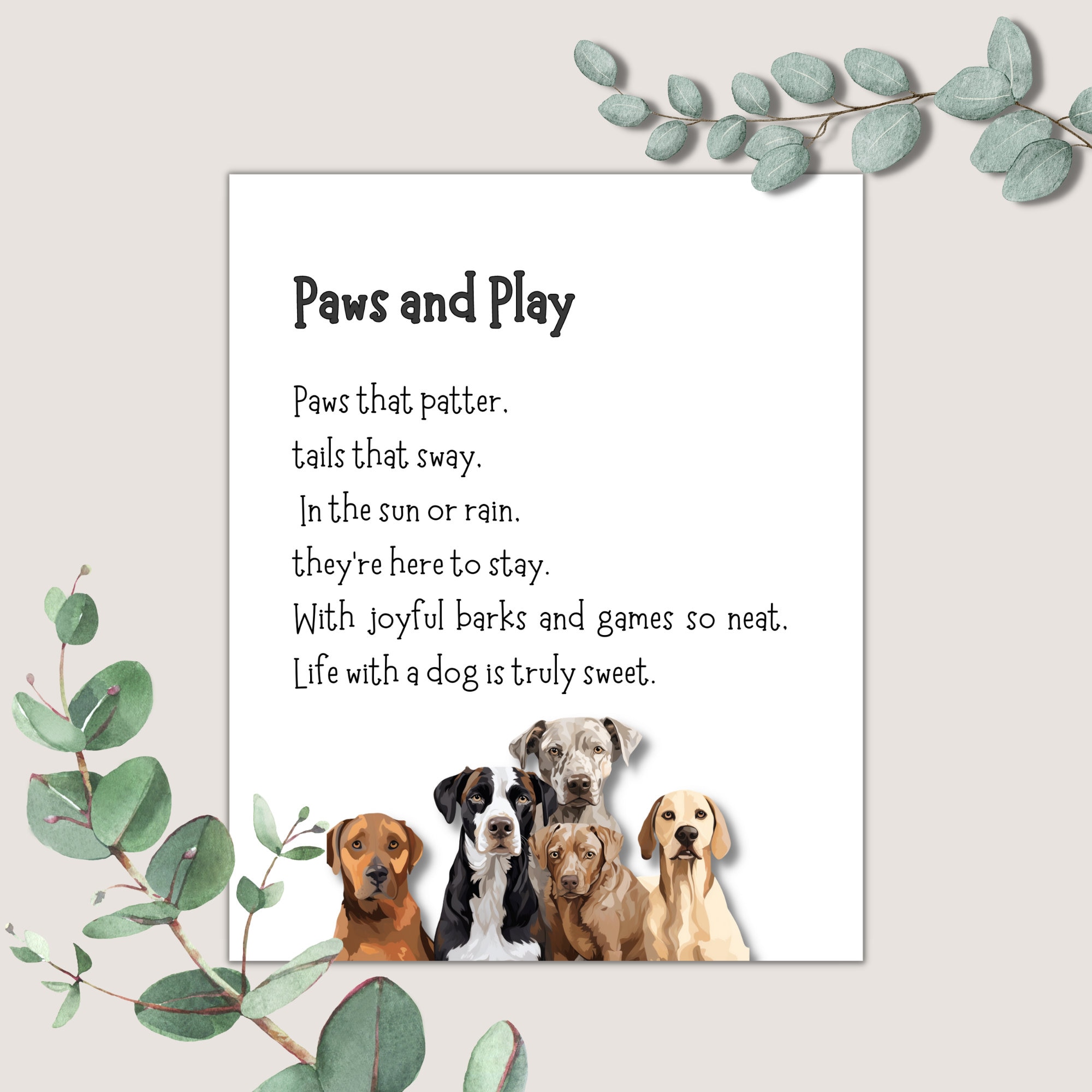 Dog Decor Puppy Birthday Gift Dog Poem Dog Gift Digital - Etsy