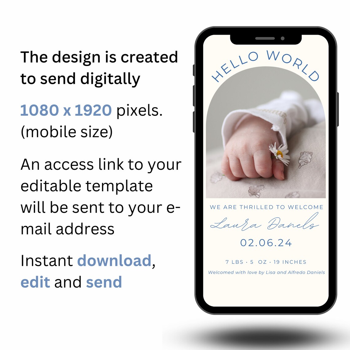 Digital Baby Announcement Photo Birth Announcement Bundle - Etsy