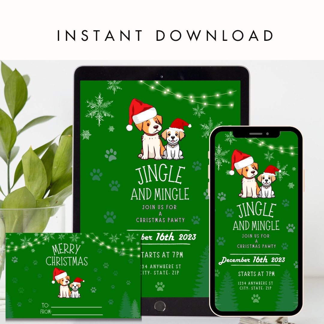 Dog Christmas Party Invitation Christmas Digital Invite Christmas ...