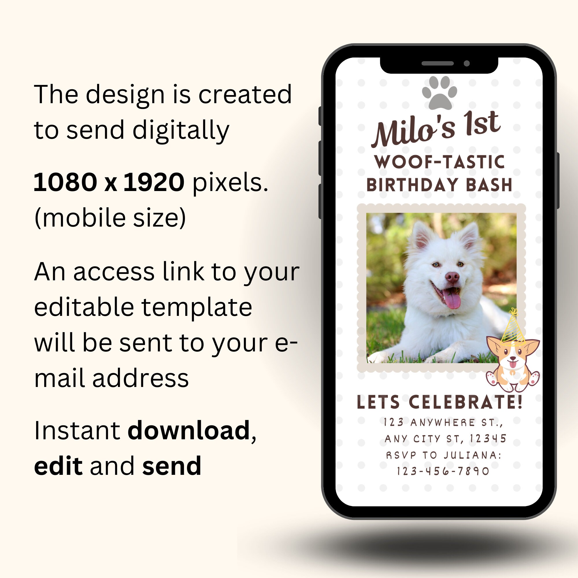 Dog Birthday Bundle, Dog Birthday Text, Printable Template Included ...