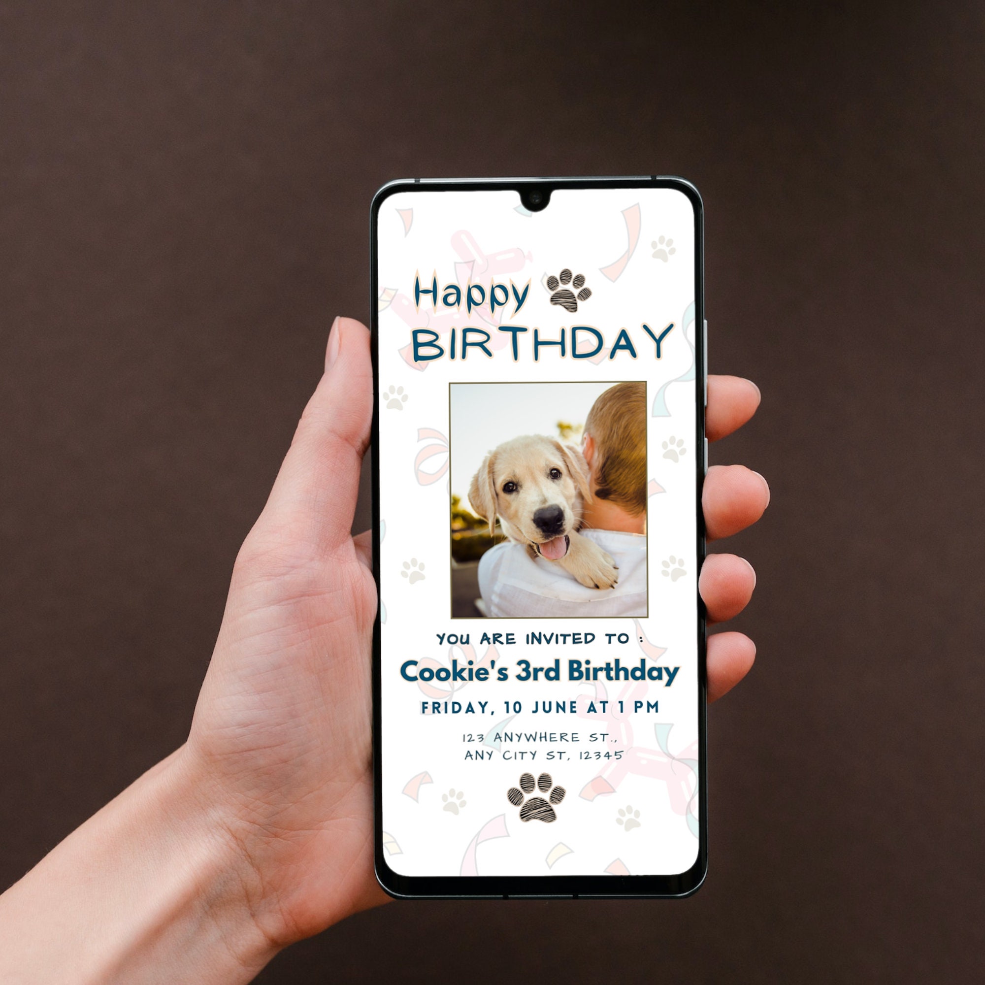 Dog Birthday Invitation Dog Themed Digital Invite Puppy Party Template ...