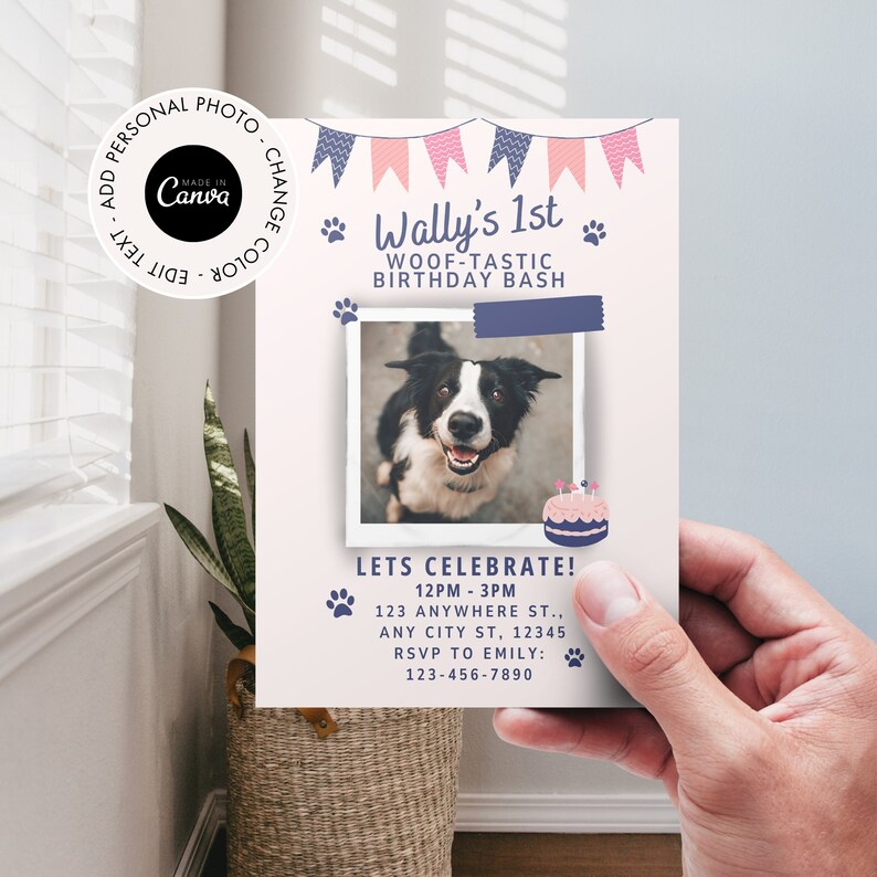Editable Dog Birthday Invitation Card | Dog Party Template | Dog Themed ...