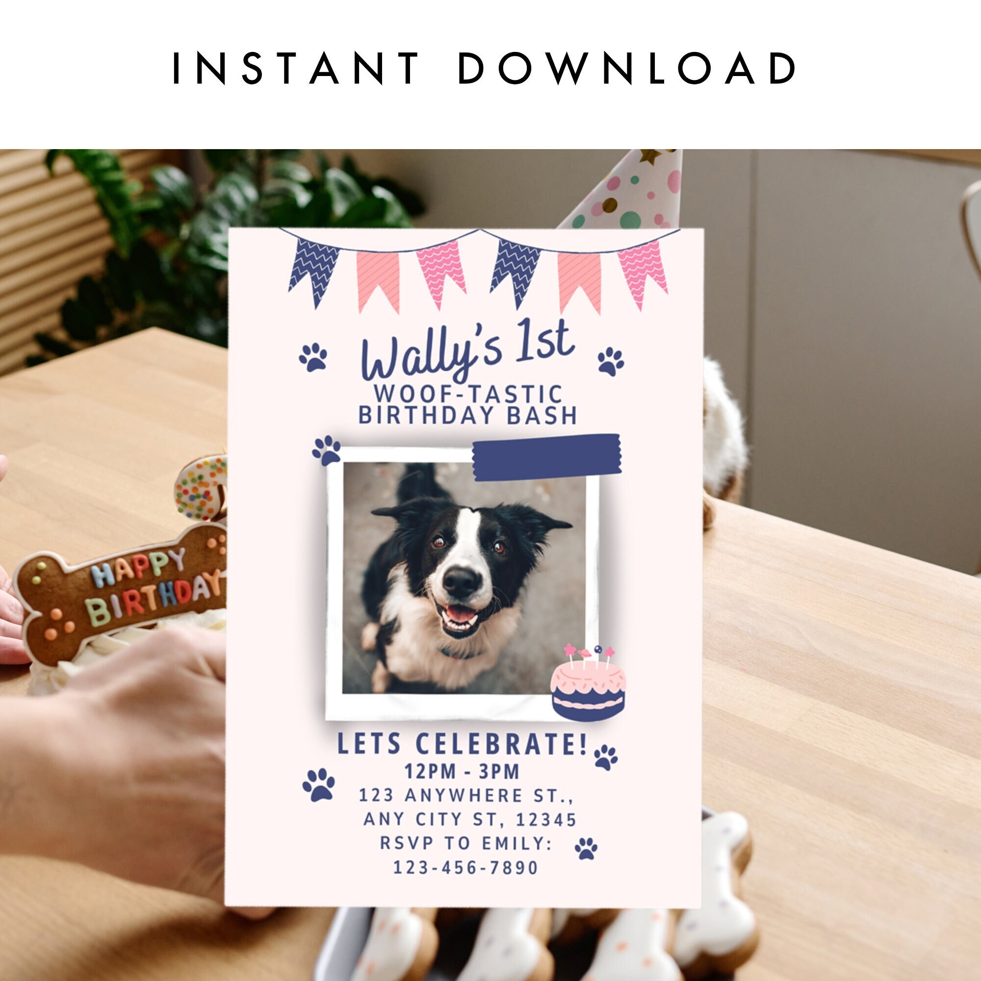 Editable Dog Birthday Invitation Card | Dog Party Template | Dog Themed ...