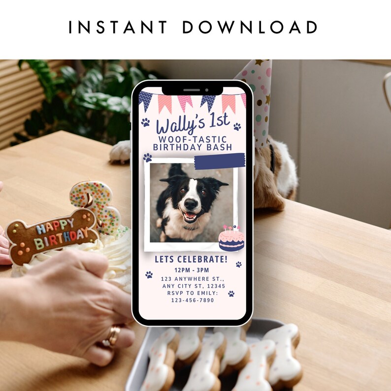 Editable Dog Birthday Invitation Card Dog Party Template Dog Themed ...