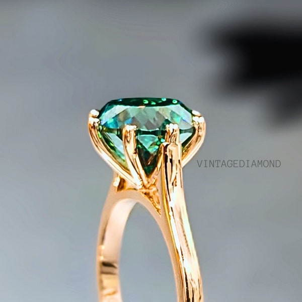 Green Portuguese Moissanite Ring - Etsy