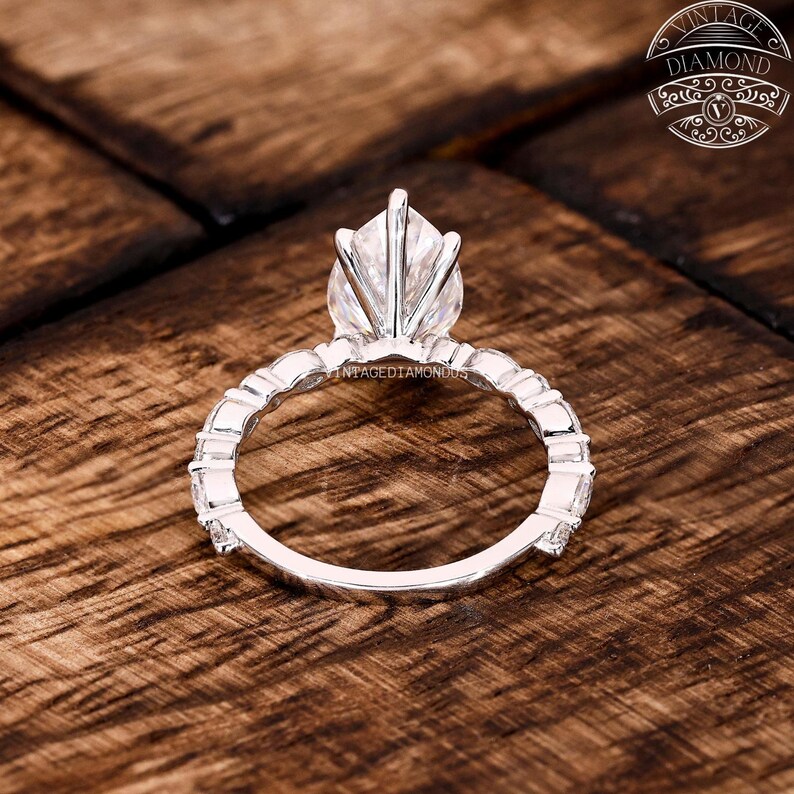 3.0 CT Pear Cut Moissanite Engagement Ring, Craw Prong Setting With ...