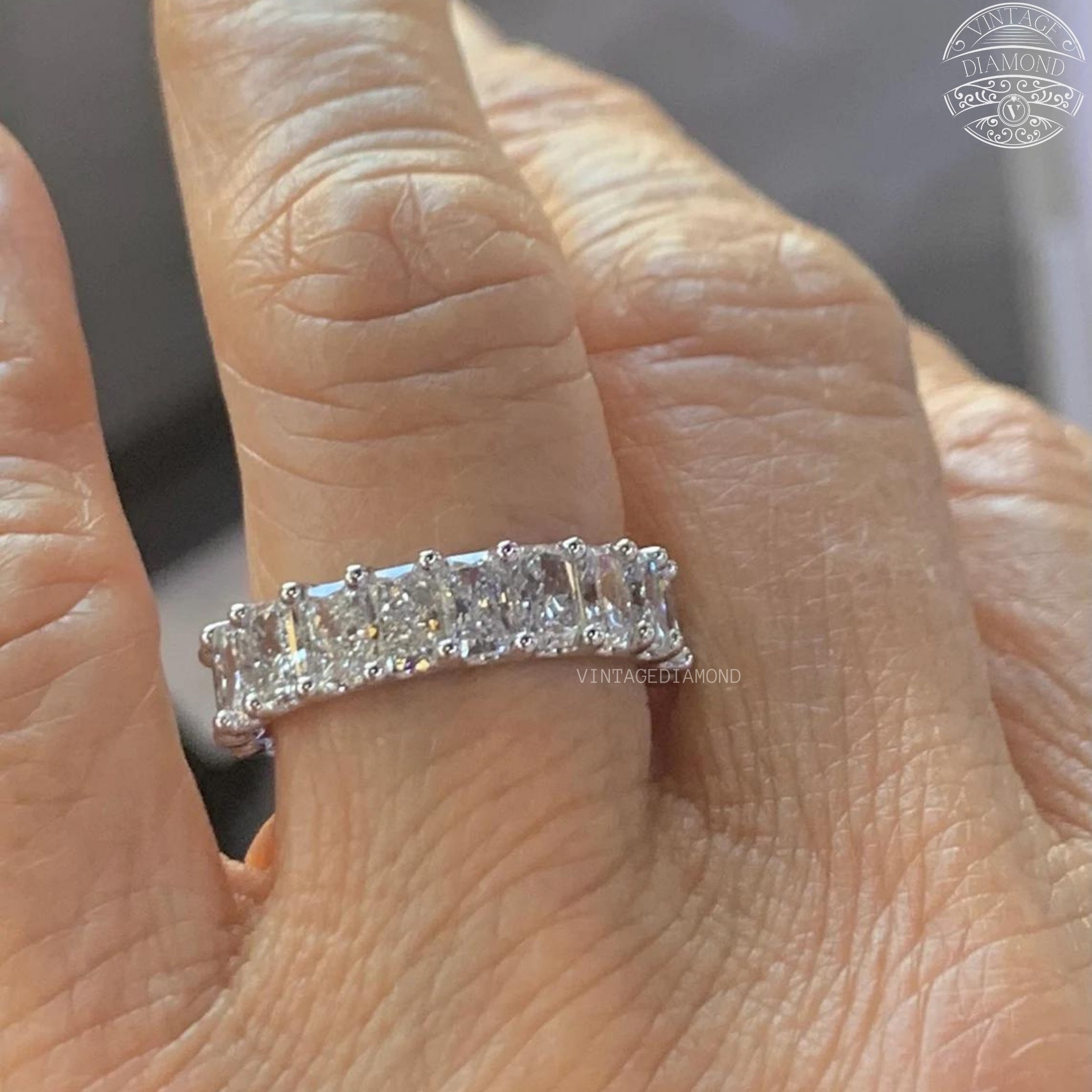 Radiant Cut Full Eternity Band Moissanite, Wedding Band Radiant Cut ...