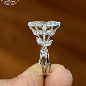 Marquise Cut Lab Grown Diamond Engagement Ring, Nature Inspired Lab ...