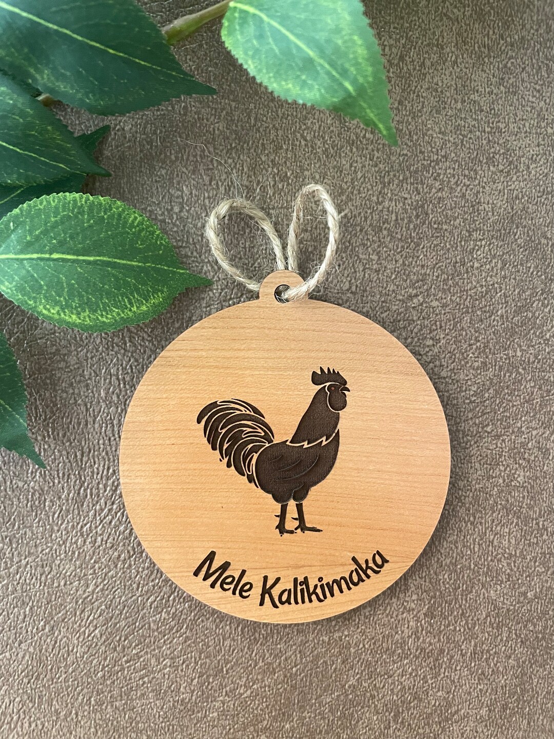 Hawaiian Chicken Ornament - Laser Engraved on Cherry Wood - Tropical ...