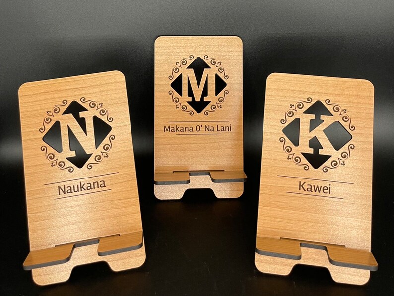 Personalized Cell Phone Stand - Custom Engraved Holder - Handcrafted ...