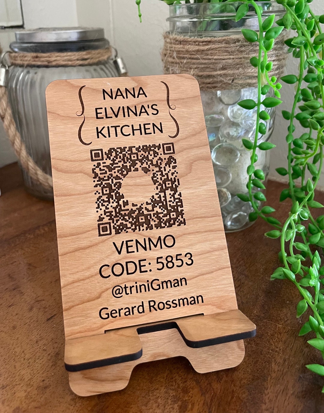 Custom Wooden QR Code Sign - Laser Engraved on Cherry Wood ...