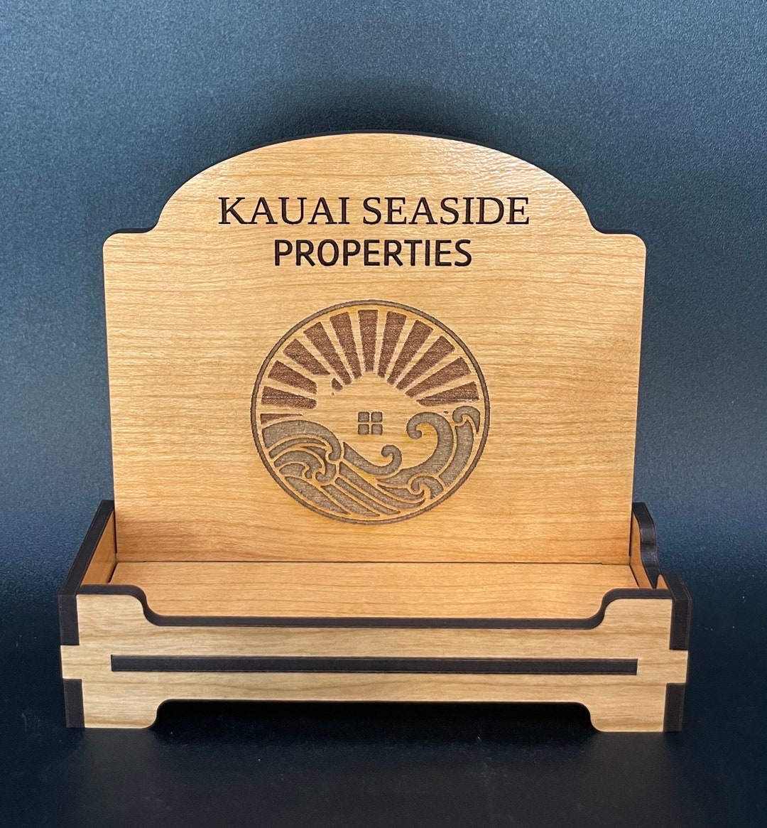 Custom Laser Engraved Business Card Holder - Wooden Card Holder ...