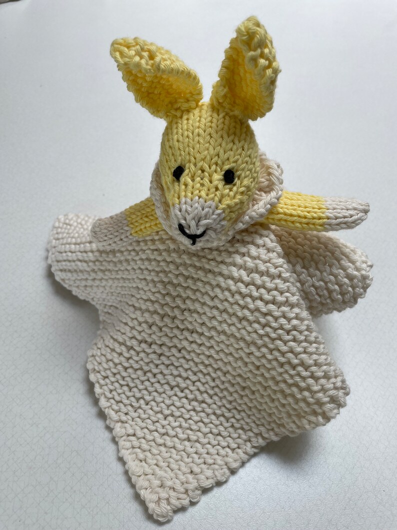 Bunny Cuddle Comfort Security Blanket Hand Knit Cotton - Etsy