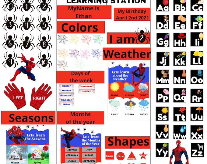 Spiderman Learning Board DIY - Learning Board Cut Out Pieces for ...