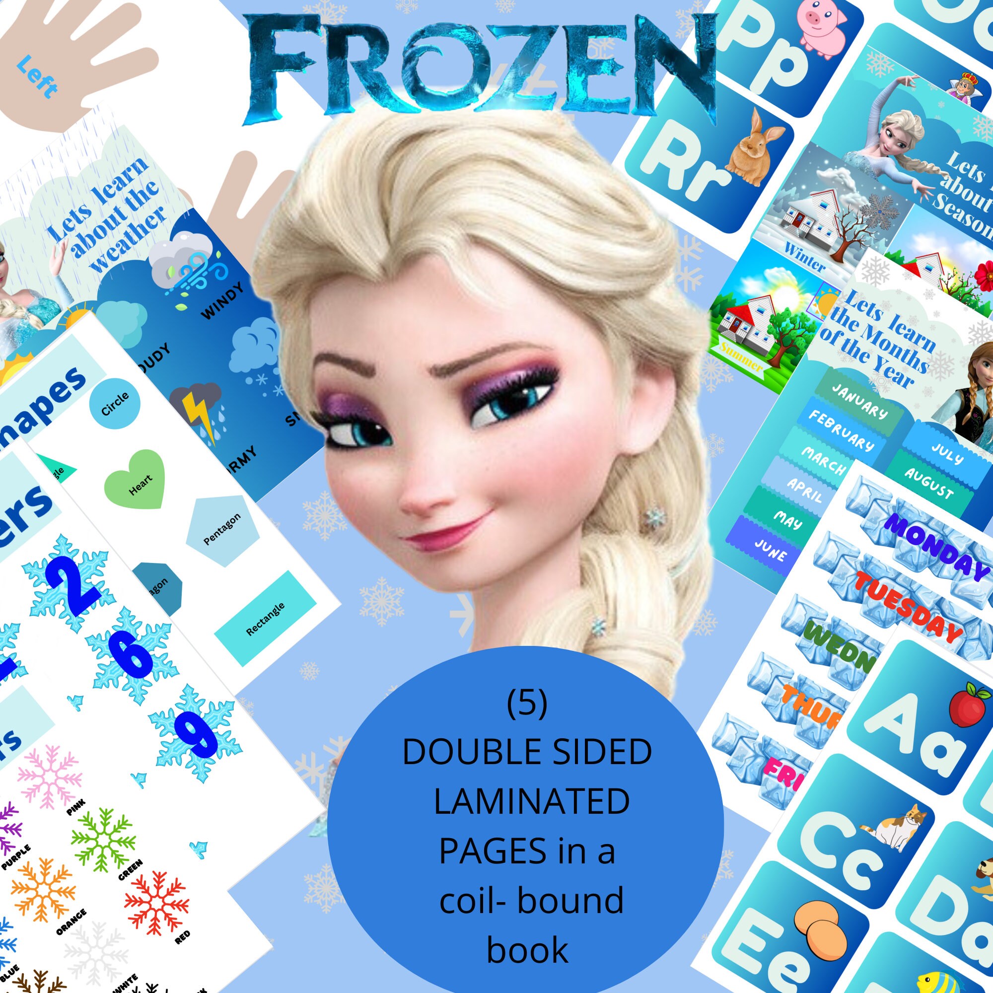 FROZEN ELSA Laminated Learning Coil Bound BOOK for Homeschool Learning ...