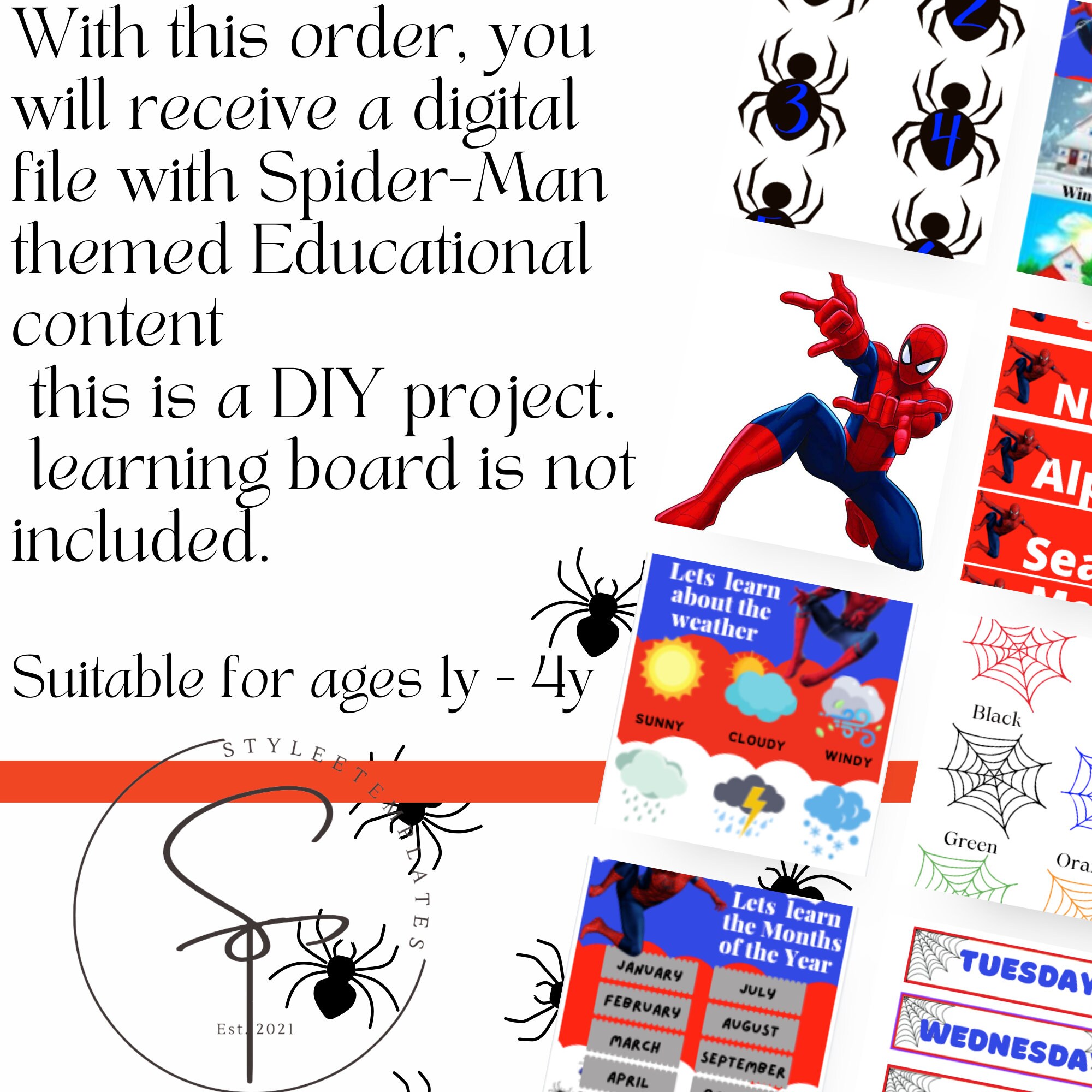 SPIDER MAN DIY Learning Center for Homeschool Learning, Digital ...