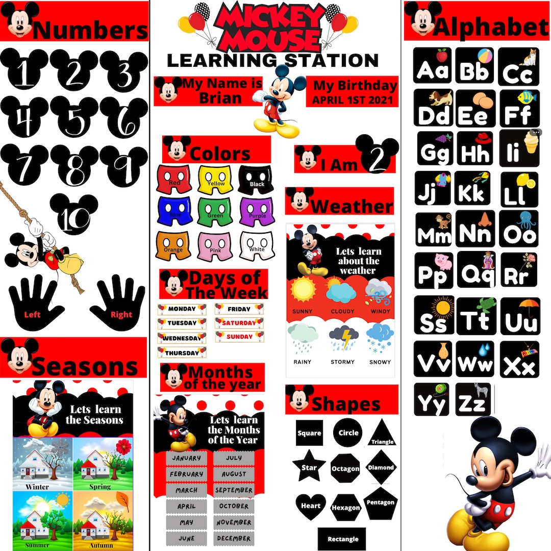 Mickey Mouse DIY Learning Center for Homeschool Learning, Digital ...