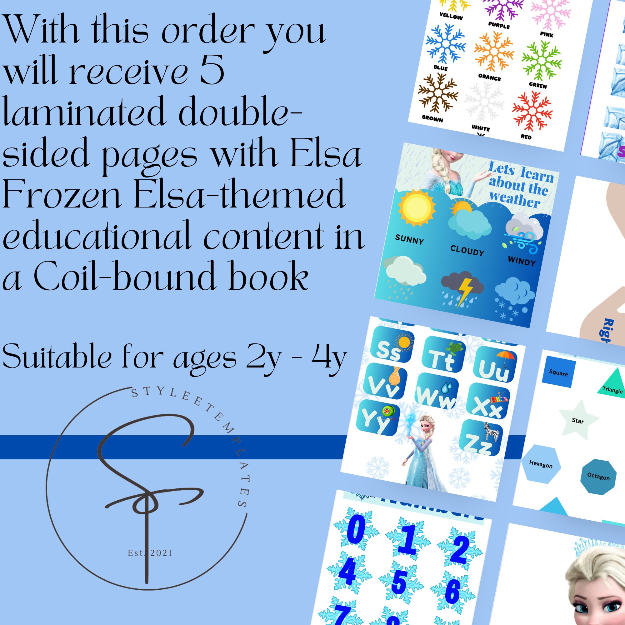 FROZEN ELSA Laminated Learning Coil Bound BOOK for Homeschool Learning ...