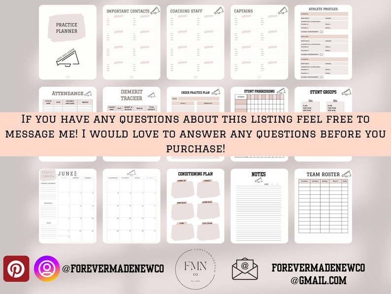 Editable Practice Planner, Cheer Coach Planner, Printable, Canva ...