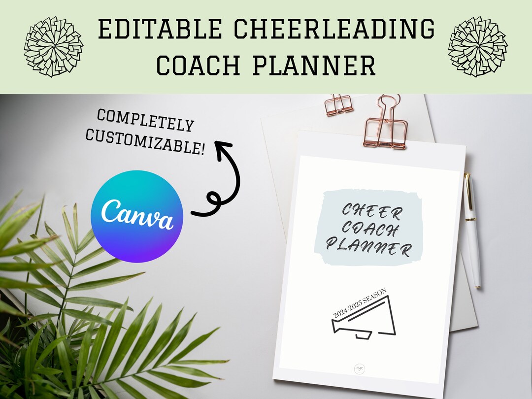 Editable Cheer Coach Binder, Cheer Coach Planner, FULL BUNDLE, 70 ...