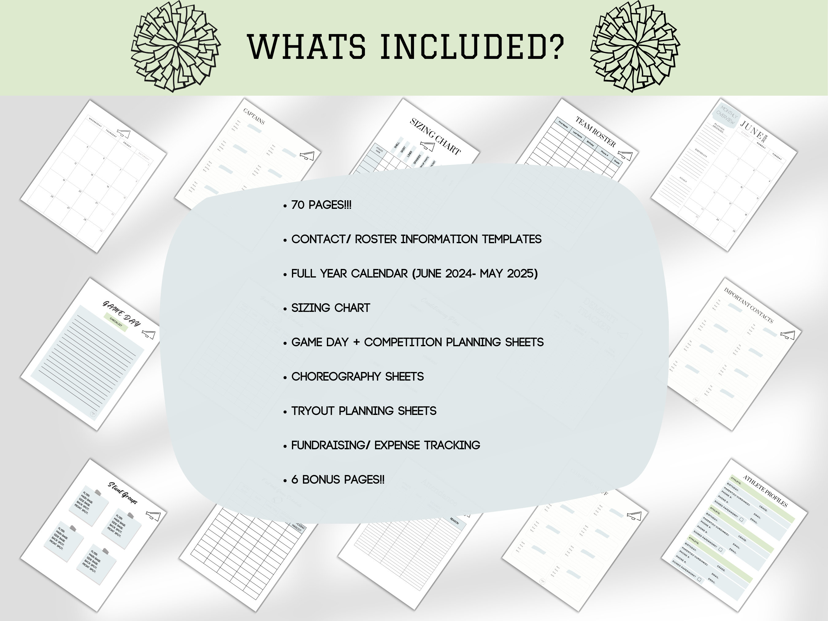 Editable Cheer Coach Binder, Cheer Coach Planner, FULL BUNDLE, 70 ...