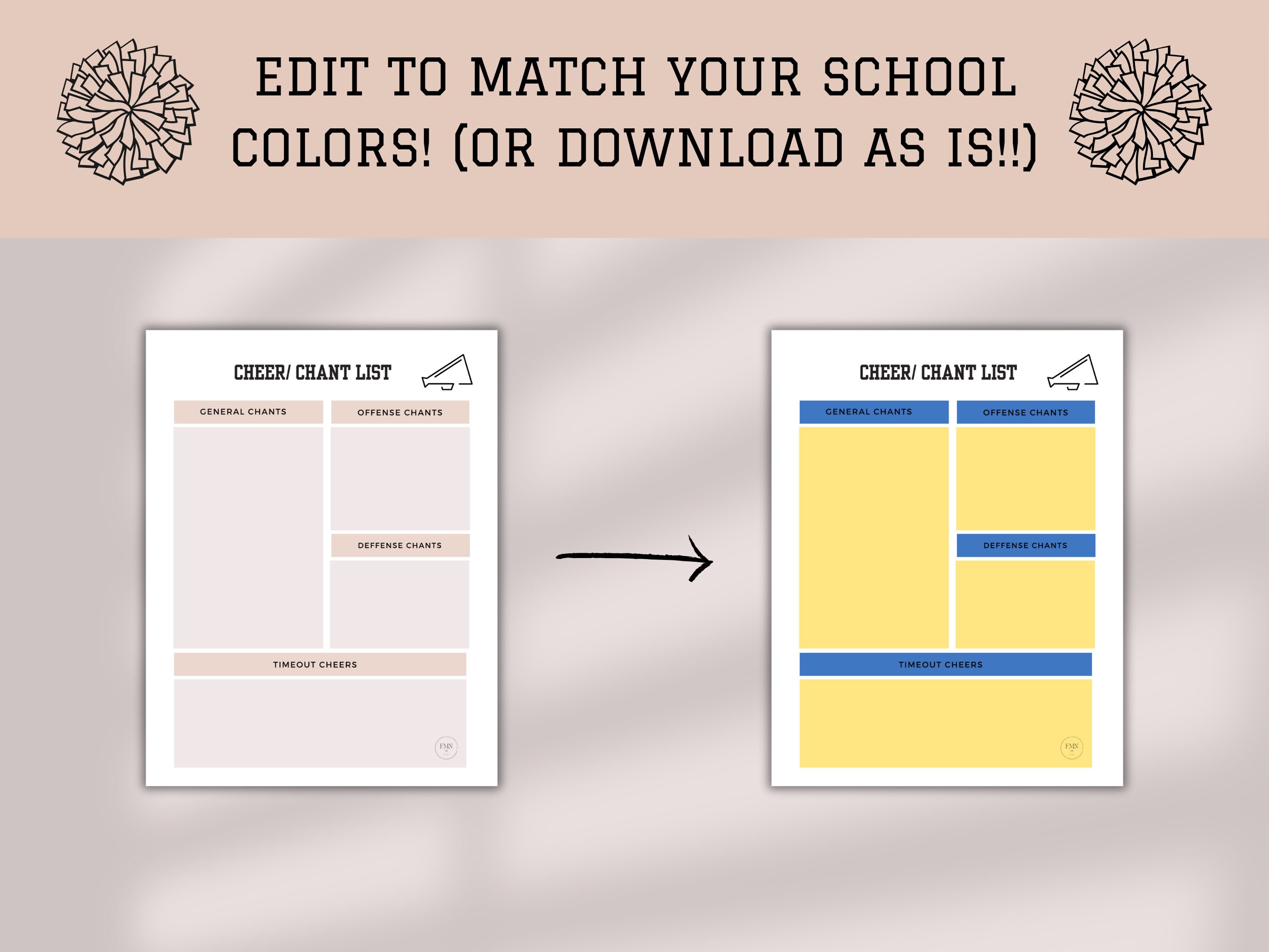 Editable Cheer/chant List Group Template, Cheer Coach Planner ...