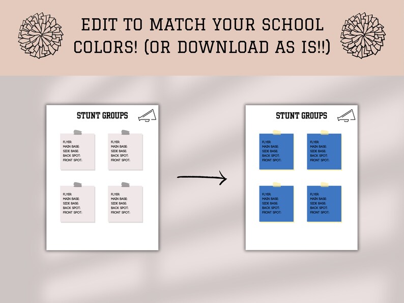 Editable Stunt Group Template, Cheer Coach Planner, Printable - Etsy