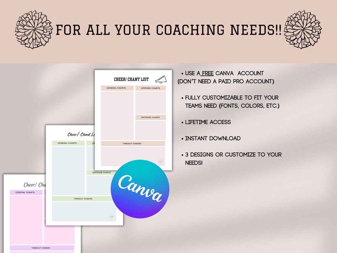 Editable Cheer/chant List Group Template, Cheer Coach Planner ...