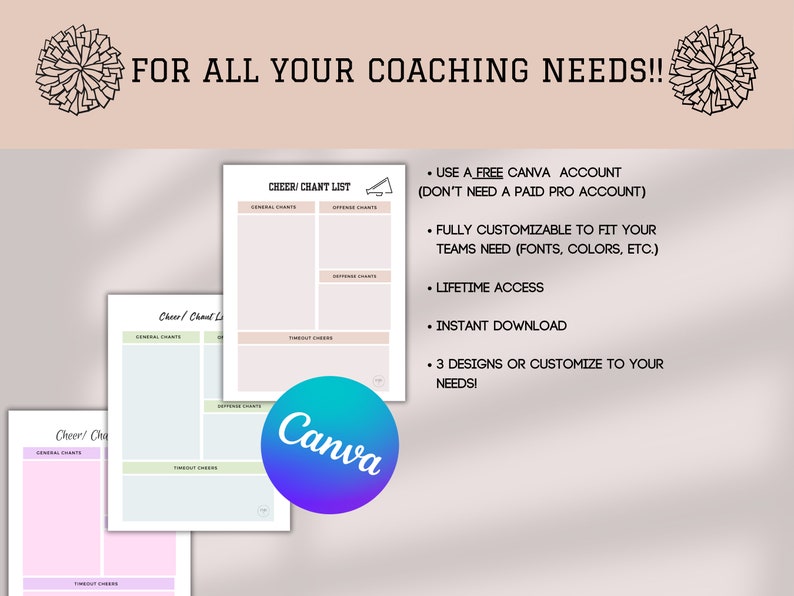 Editable Cheer/chant List Group Template, Cheer Coach Planner ...