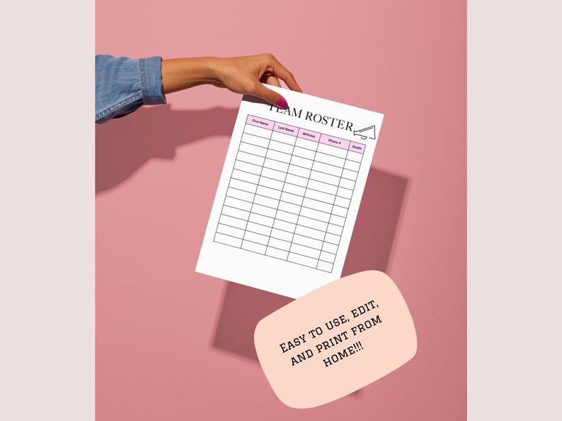 Editable Team Roster Template, Cheer Coach Planner, Printable - Etsy