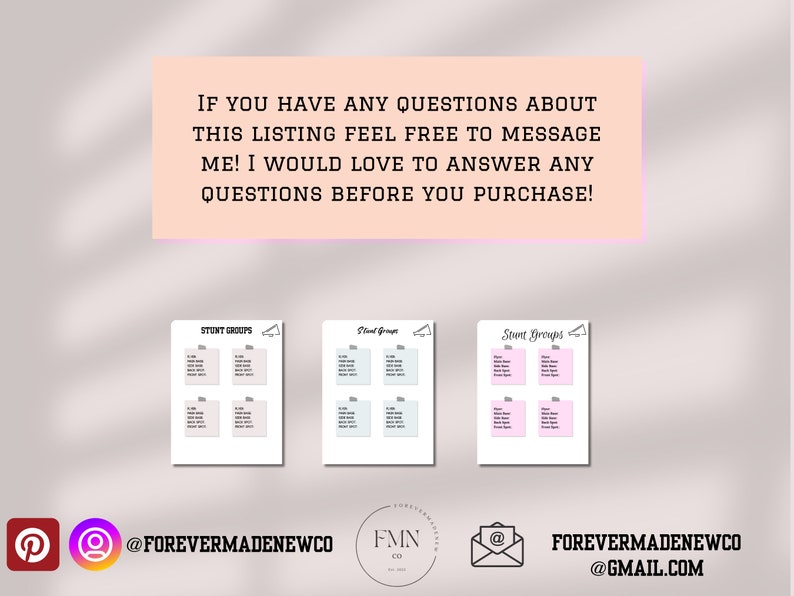 Editable Stunt Group Template, Cheer Coach Planner, Printable - Etsy