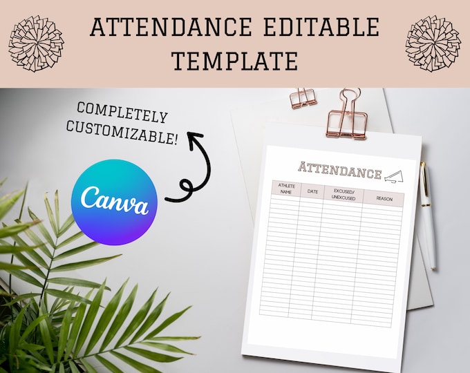 Printable Cheer Season Attendance Sheet Instant Download Template ...