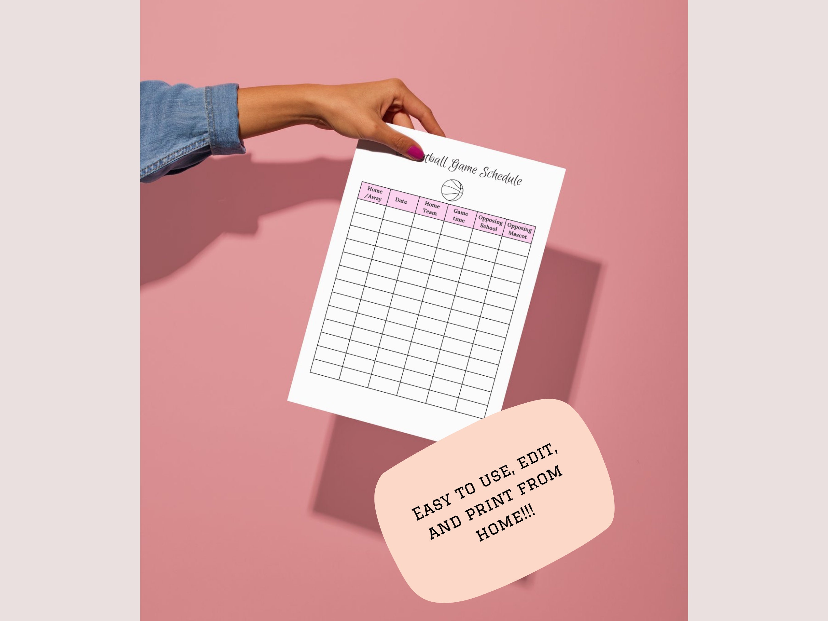 Editable Basketball Game Schedule Template, Cheer Coach Planner ...