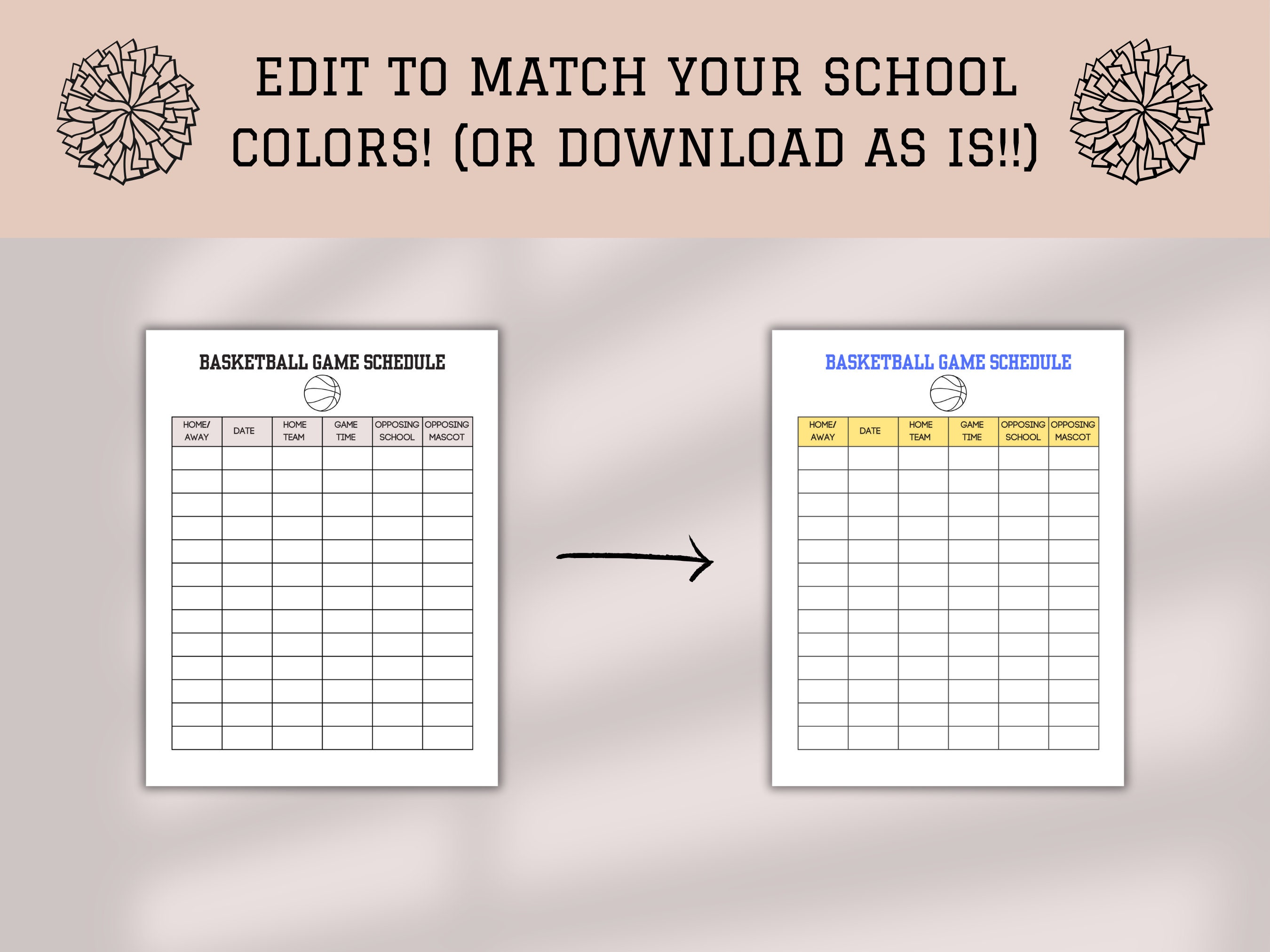 Editable Basketball Game Schedule Template, Cheer Coach Planner ...