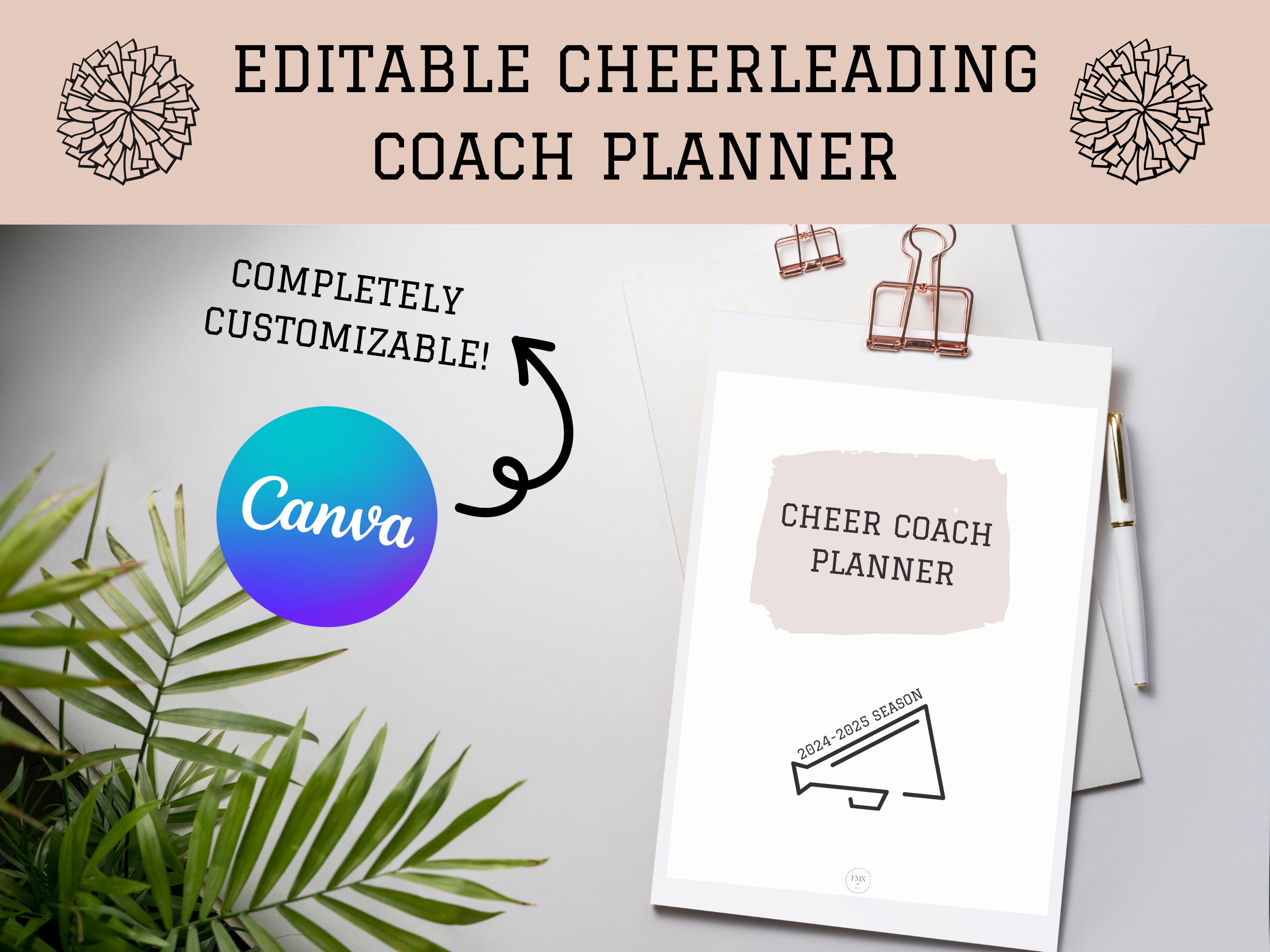 Editable Cheer Coach Binder, Cheer Coach Planner, FULL BUNDLE, 70 ...