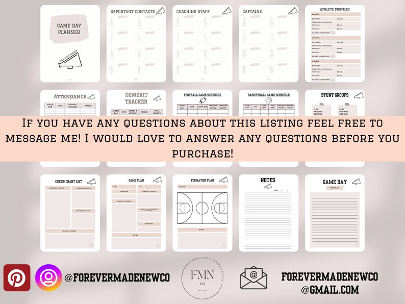 Editable Game Day Planner, Cheer Coach Planner, Printable, Canva ...