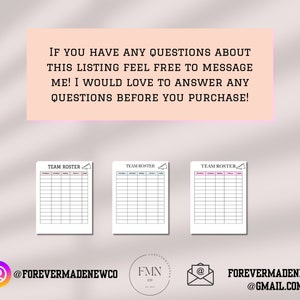 Editable Team Roster Template, Cheer Coach Planner, Printable - Etsy