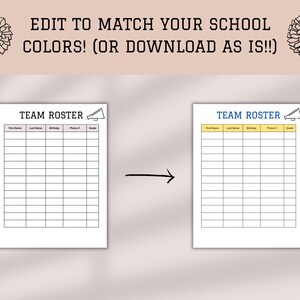 Editable Team Roster Template, Cheer Coach Planner, Printable - Etsy