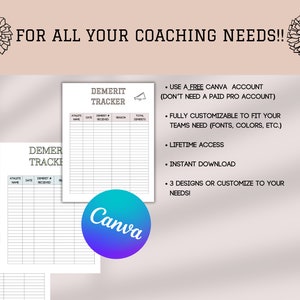 Editable Cheer Team Demerit Tracker Template, Cheer Coach Planner ...