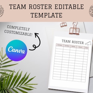 Editable Team Roster Template, Cheer Coach Planner, Printable - Etsy