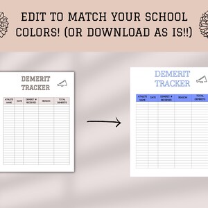 Editable Cheer Team Demerit Tracker Template, Cheer Coach Planner ...