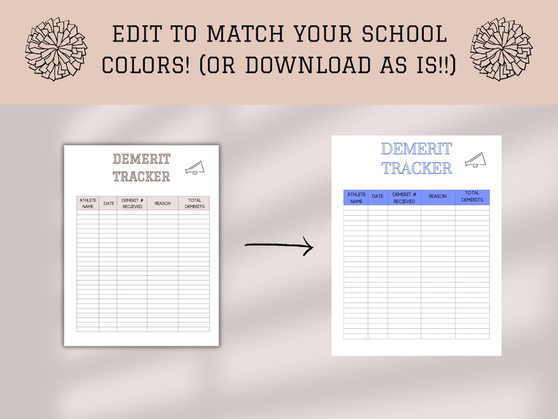 Editable Cheer Team Demerit Tracker Template, Cheer Coach Planner ...