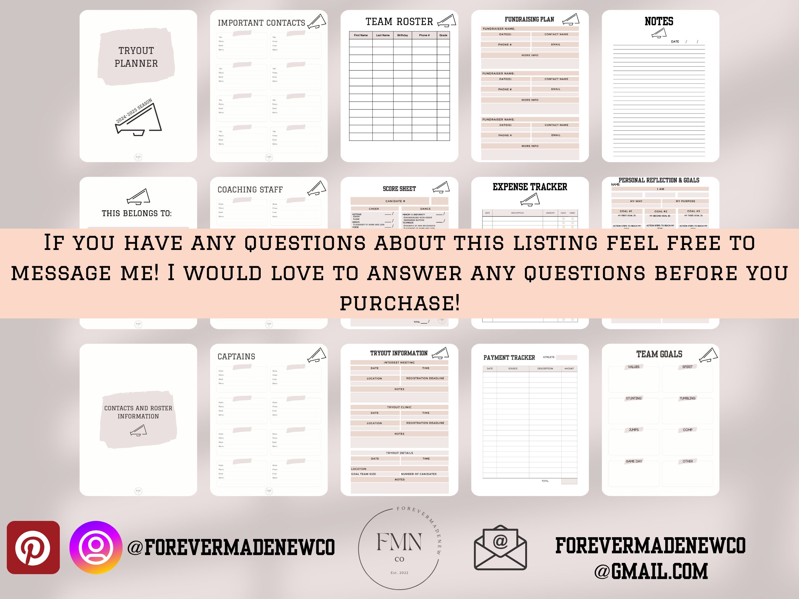 Editable Tryout Planner, Cheer Coach Planner, Printable, Canva Template ...