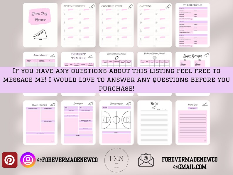 Editable Game Day Planner, Cheer Coach Planner, Printable, Canva ...