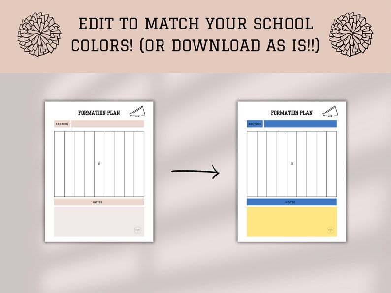 Editable 9 Panel Formation Template, Cheer Coach Planner, Printable - Etsy