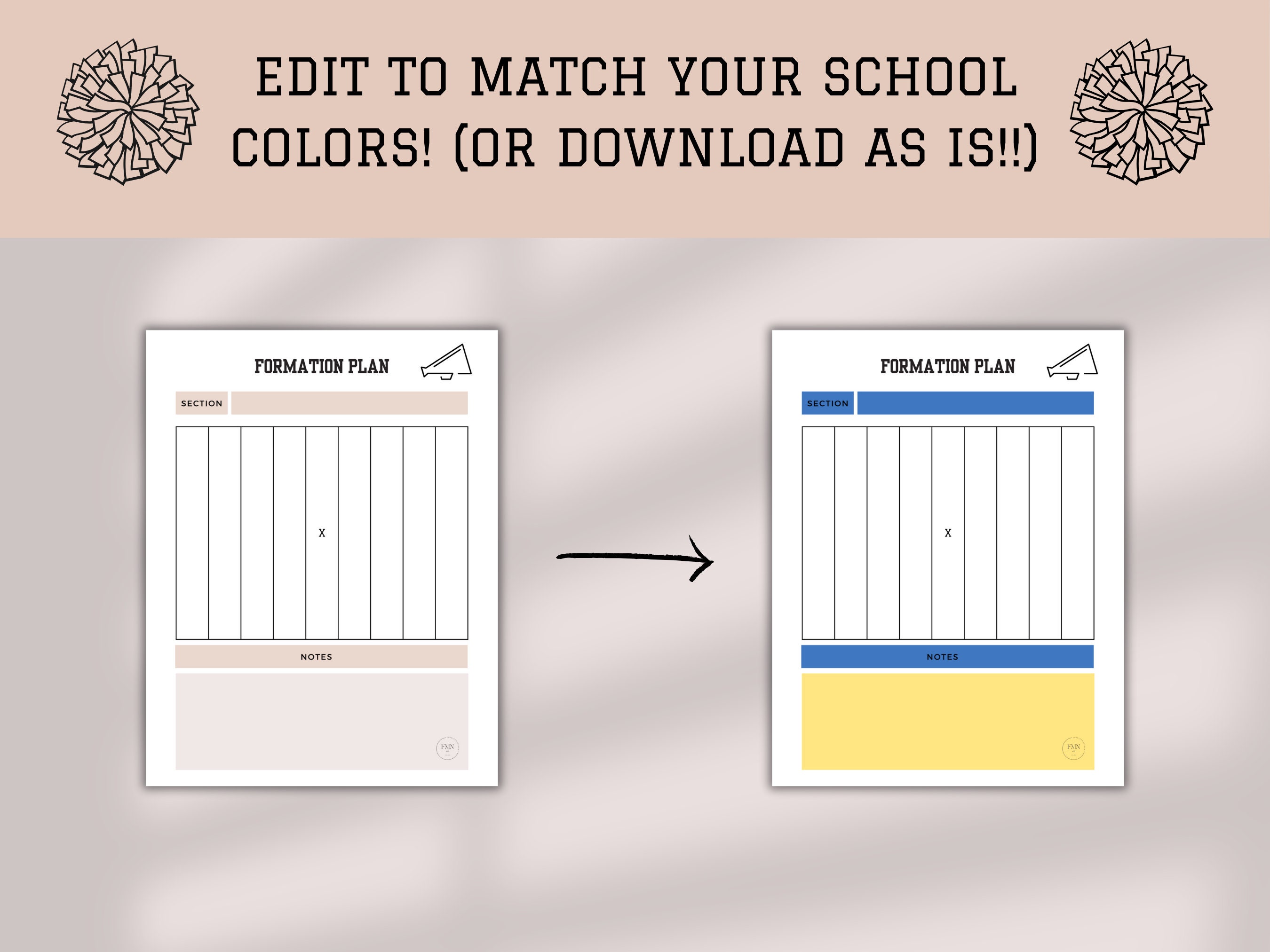 Editable 9 Panel Formation Template, Cheer Coach Planner, Printable - Etsy