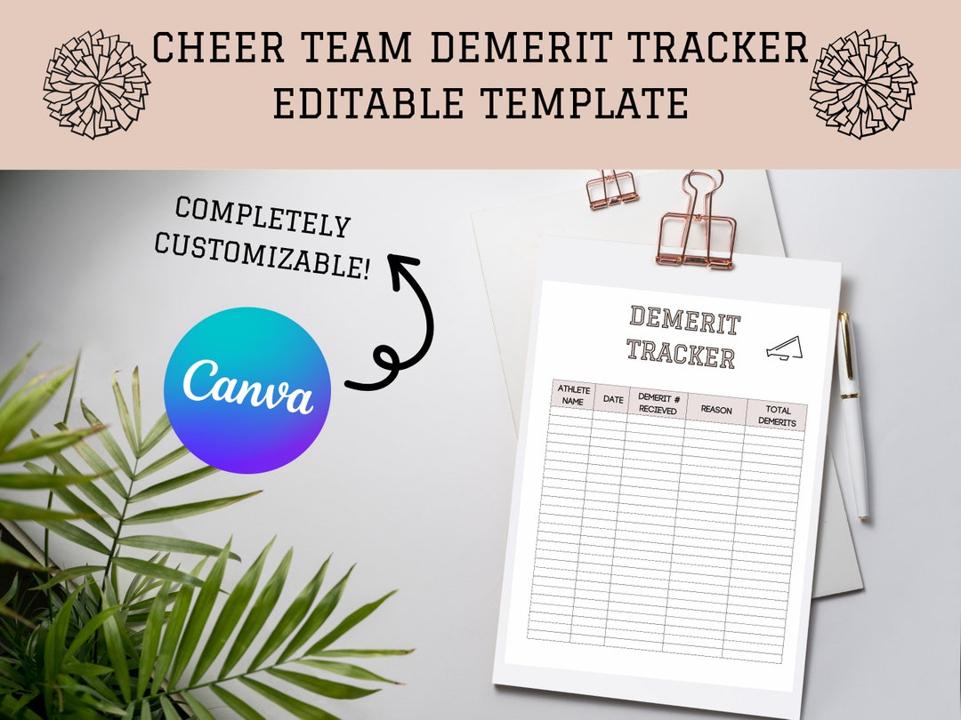 Editable Cheer Team Demerit Tracker Template, Cheer Coach Planner ...