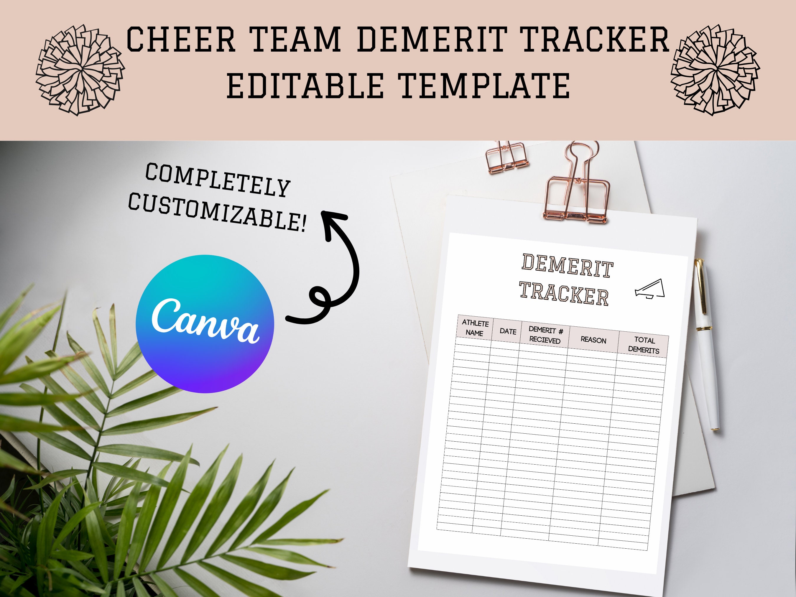 Editable Cheer Team Demerit Tracker Template, Cheer Coach Planner ...