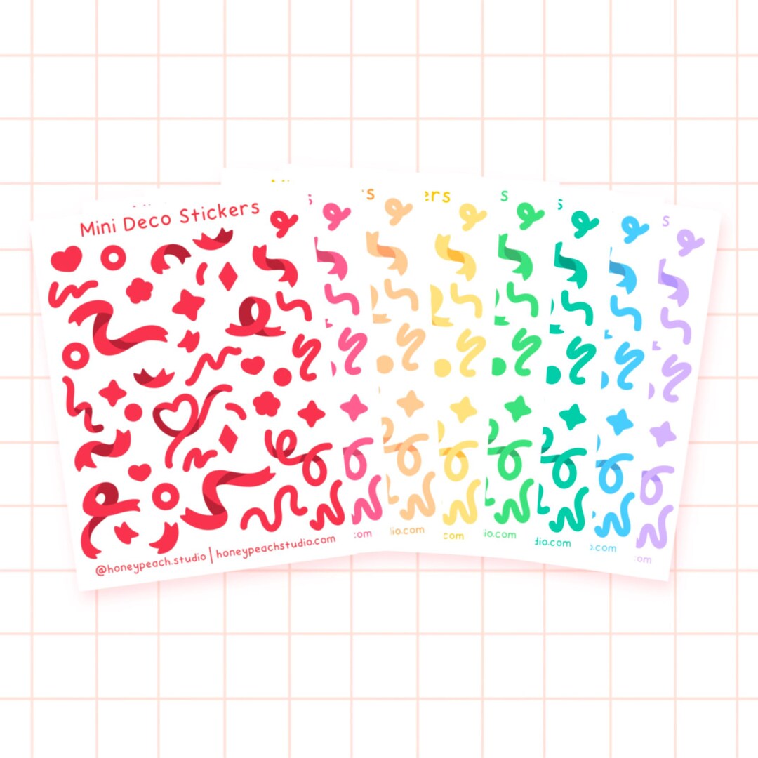 Mini Deco Stickers | Waterproof Glossy Vinyl Sticker Sheet | Cute for ...
